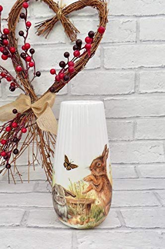 Long Vintage Rabbits Ceramic White Vase: Amazon.co.uk: Handmade