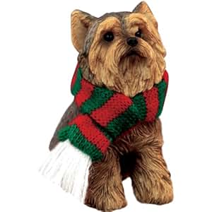 Amazon.com: Sandicast Yorkshire Terrier with Red and Green Scarf ...