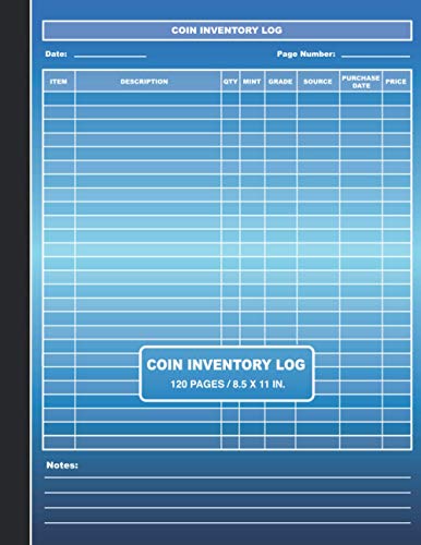 Coin Inventory Log Book: Blue - Simple Ledger - Collectors Coin Logbook ...