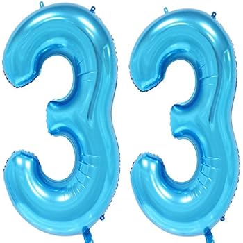 Amazon.com: 40inch Silver Foil 33 Helium Jumbo Digital Number Balloons ...