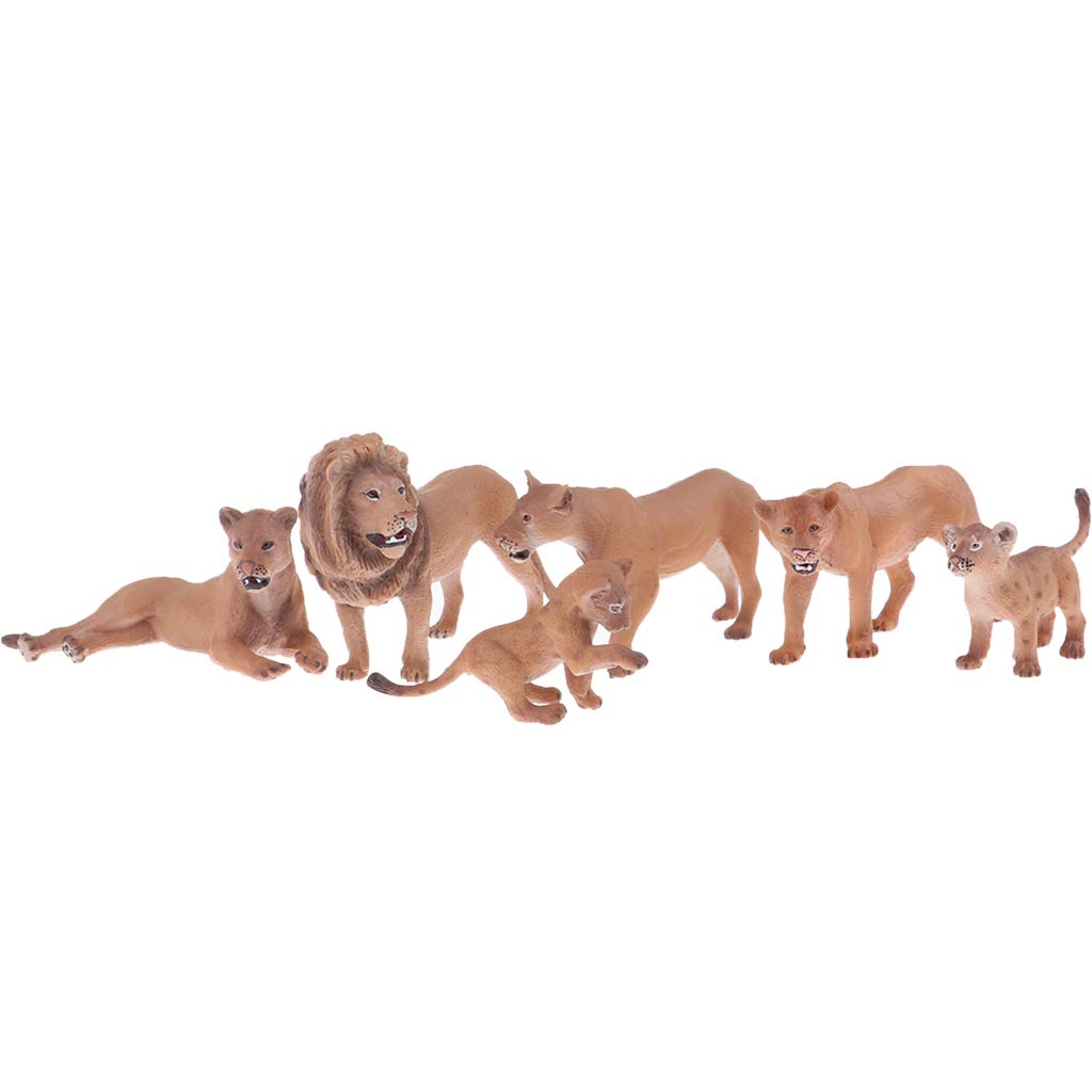 Buy 6X Solid Lion Model Animals Figures Realistic Large Wild Lion ...