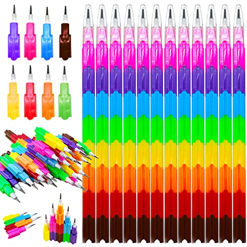 30 Pcs Stacking Pencils,Non-Sharpening Stackable Pencil,Rainbow ...