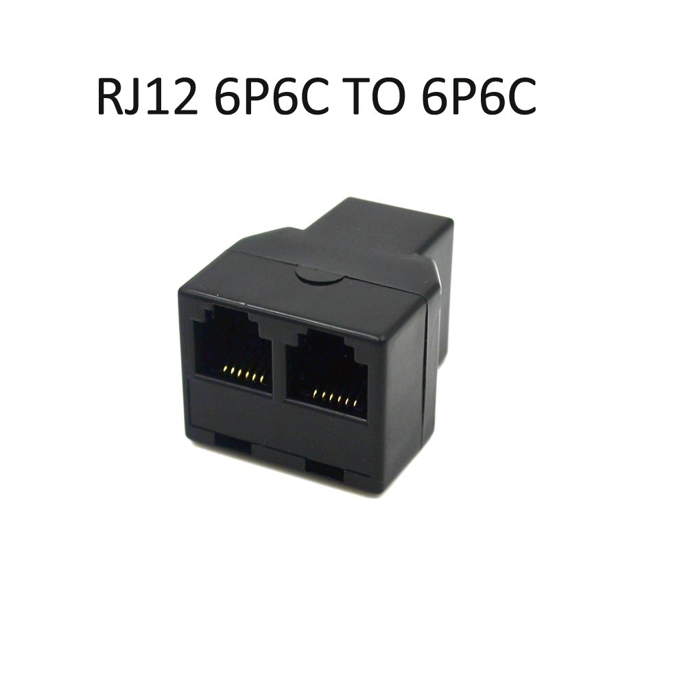 RJ12 6P6C 3Female Telephone Splitter Adapter Cable (Black): Amazon.co ...