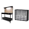 WEN Workbench with Storage and Akro-Mils Plastic Parts Storage Cabinet ...