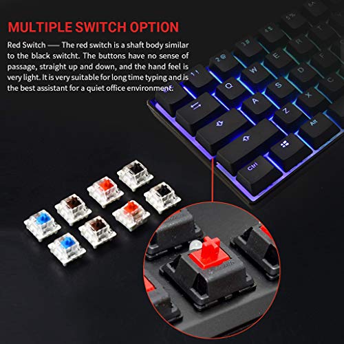 60% Mechanical Gaming Keyboard Wired 60 Percent Keyboard with LED RGB ...