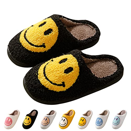 Smiley Face Slippers for Women, Retro Smiley Slippers Comfy Happy Face ...