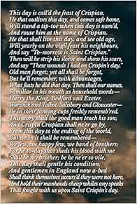St Crispin’s Day Speech from Henry V by William Shakespeare Journal ...