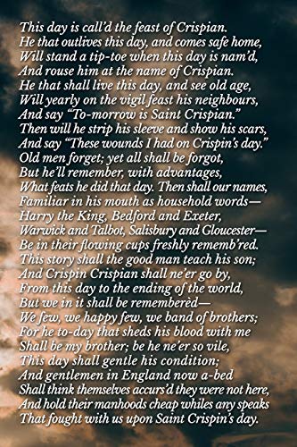 St Crispin’s Day Speech from Henry V by William Shakespeare Journal ...
