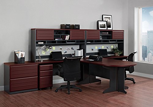 Altra Pursuit Office Set with Mobile File Cabinet Bundle, Cherry/Gray