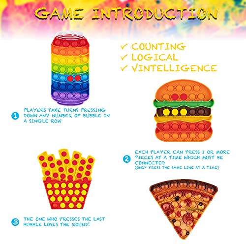 Pop Its Fidget Toys Pack 4 - Stress Relief Food Pop Its Poppers Fidget ...