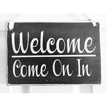 Amazon.com: wendana Welcome Please Come In Front Door Sign Wood Rustic ...