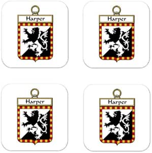 Amazon.com: Harper Family Crest Square Coasters Coat of Arms Coasters ...