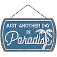 Amazon.com: Just Another Day in Paradise Hanging Wood Wall Decor - Cute ...