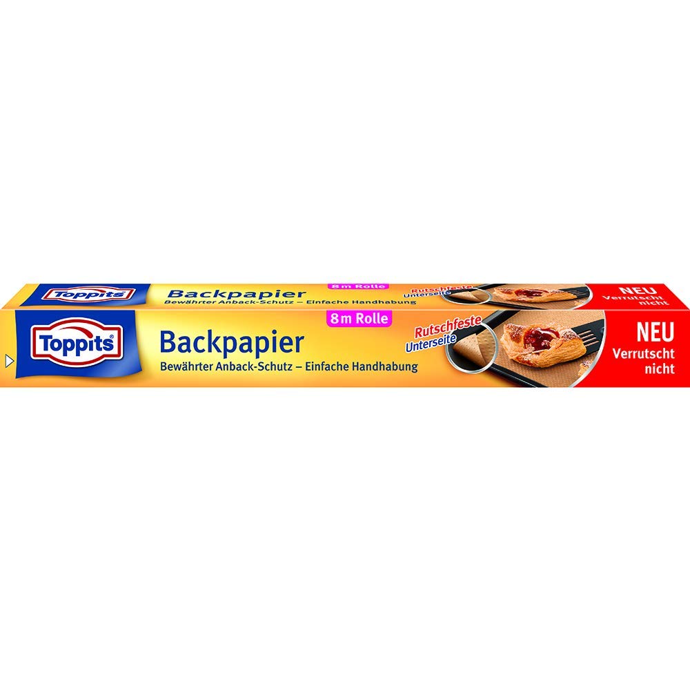 Toppits Backpapier mit rutschfester Unterseite, 1 x 8 m Rolle, braun ...