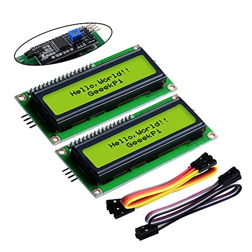 GeeekPi 2-Pack I2C 1602 LCD Display Module 16X2 Character Serial Yellow ...