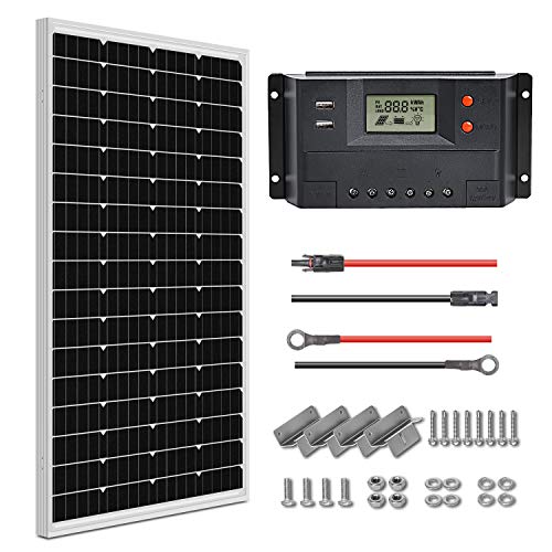 WEIZE 100 Watt 12 Volt Solar Panel Starter Kit, High Efficiency ...