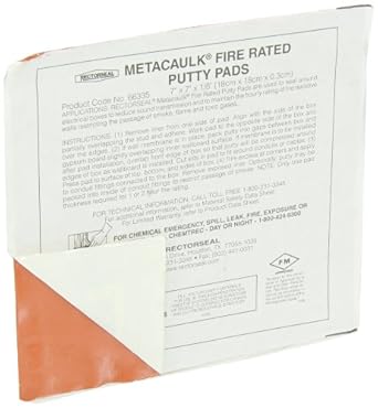 Firestop Fire Rated Putty Pad, 7" Height, 7" Length, 1/8" Thick, Red ...