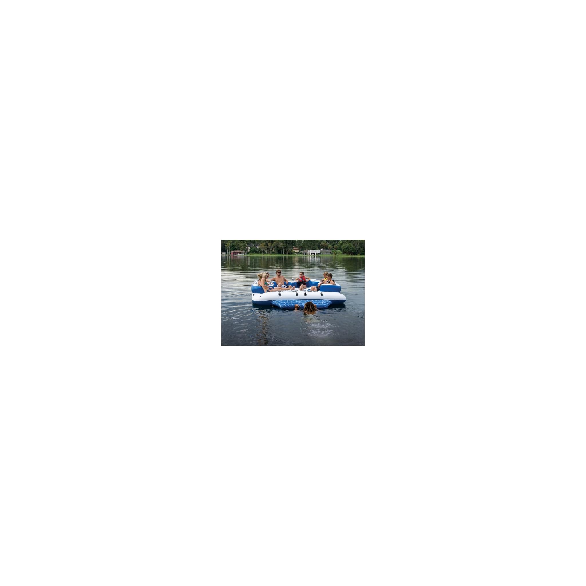 Sea-Doo 8 Person Inflatable Mega Island Lake Float w/ 4 Speaker Music ...