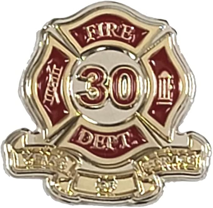 911 Market 30 Years of Service Lapel Pin Firefighter Fire Department ...