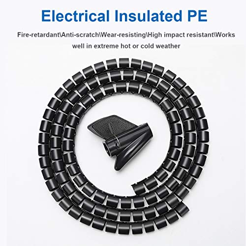 10FT Cable Management Sleeve Cord Bundler 0.8" Diameter w/Zip Clip ...