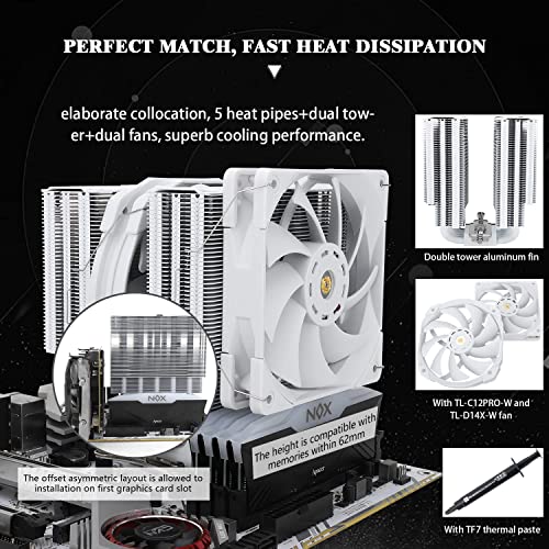 Thermalright FC140 White CPU Cooler Dual Towers and Dual Fan, 5 * 8mm ...