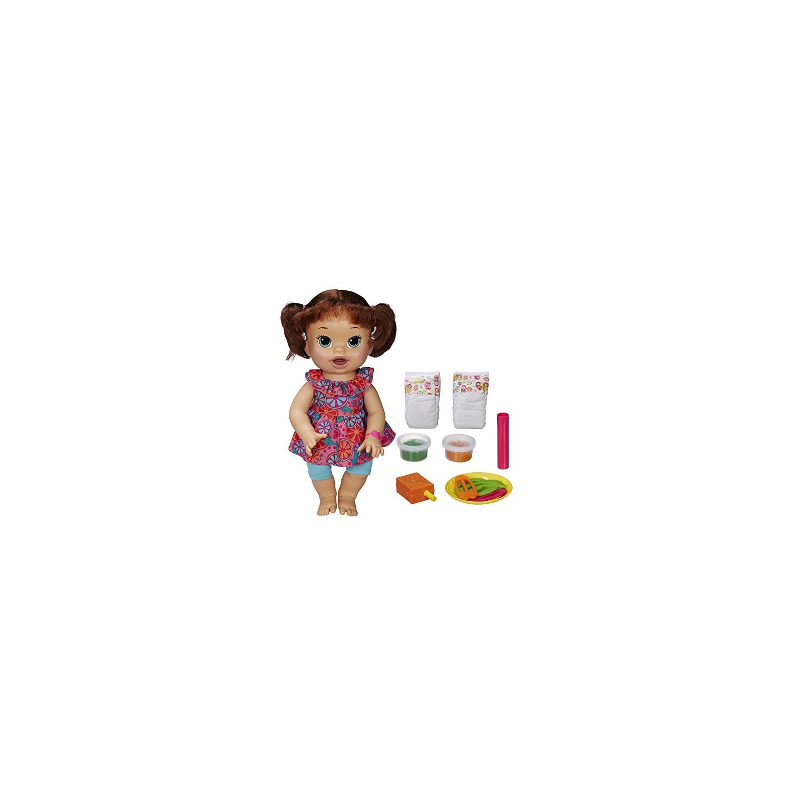 Baby Alive Super Snacks Snackin' Sara Brunette, Dress color may vary ...