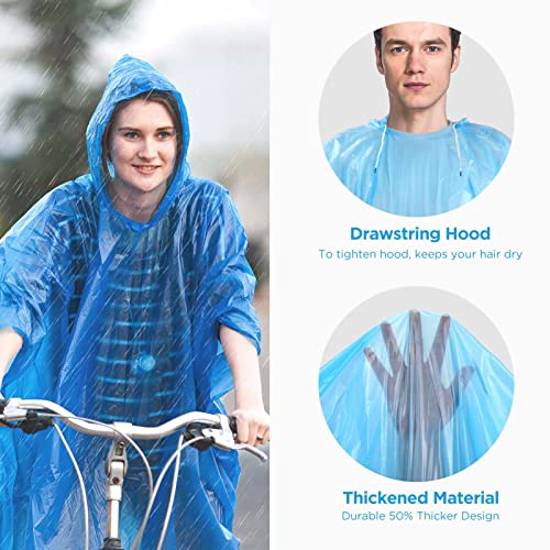 GINMIC Disposable Emergency Rain Ponchos for Kids and Adults, Family Pack with 12pack, 4color ...