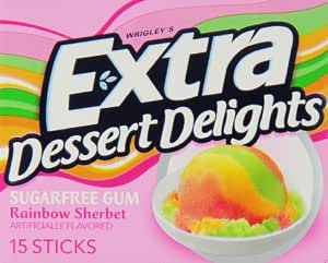 Amazon.com : Extra Dessert Delights Sugarfree Gum Rainbow Sherbert 15 ...