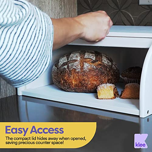 KLEE Natural Bamboo Bread Box in Brushed White Finish - Rustic ...