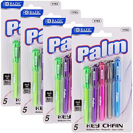 BAZIC Ballpoint Pen Palm Mini Pens w/Key Ring, Black Ink 1.0 mm Bold ...