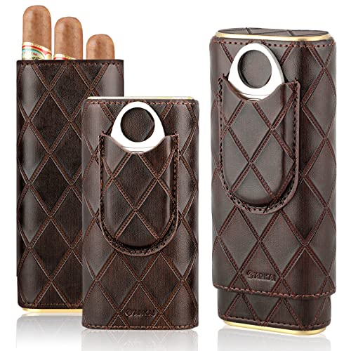 FANKAI Cigar Case with Cigar Cutter-PU Leather Cigar Humidor-Travel ...