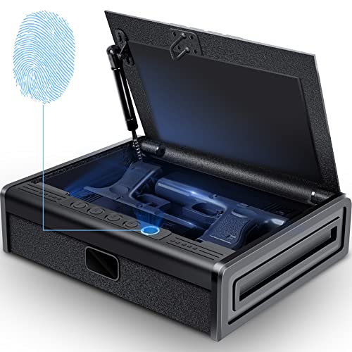 Gun Safe, Biometric Fingerprint Gun Safe for 3 Pistols, Quick Access ...