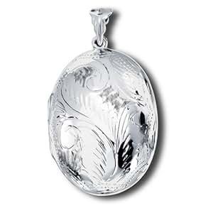 Amazon.com: Huge Sterling Silver Near 2" Large Oval Locket Pendant ...