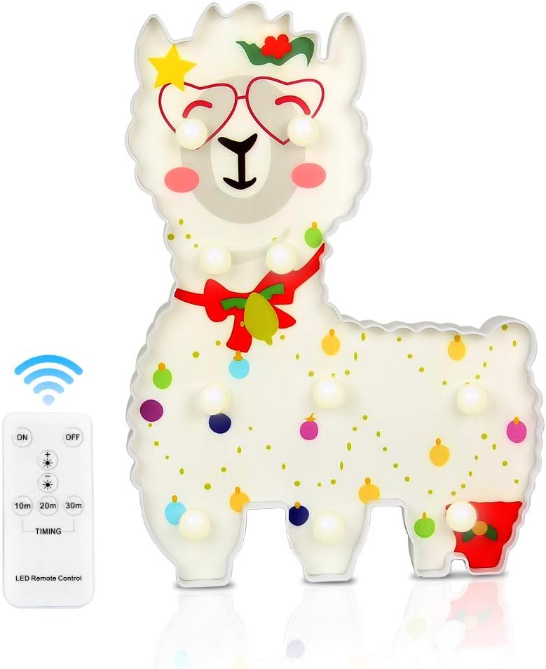 Llama Night Lights, Alpaca Lamp Led Bulb Light Remote Control Signs ...