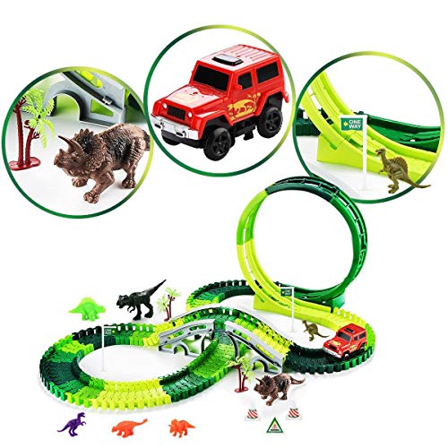Dinosaur Race Track Car Toys - TFS 184 PCS Jurassic World 360° Loop ...