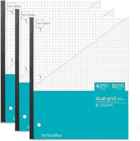 Amazon.com : 1InTheOffice Graph Ruled Notebook, Graph Wireless Notebook, 8.5" x 11" Graph Paper ...