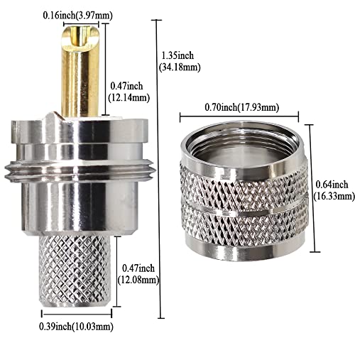 UHF Connector 10 Pack TUOLNK PL259 Male Plug Crimp Coax Adapter SO239 PL-259 Coaxial Connector ...