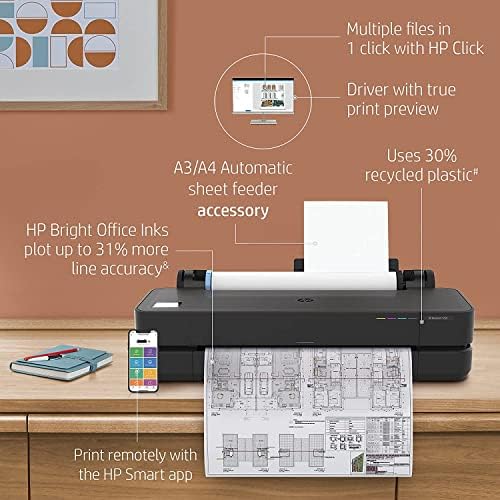 HP DesignJet T230 24-inch Large Format Color Plotter/Printer with A4/A3 ...