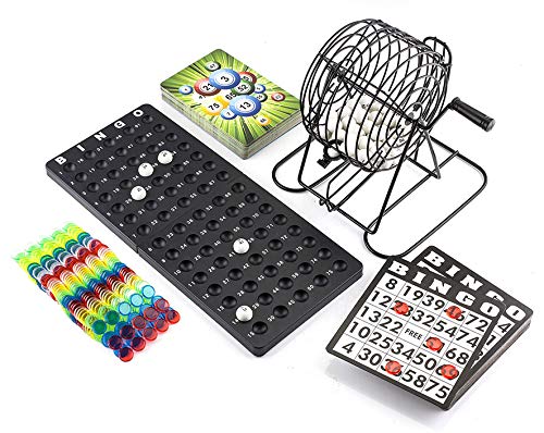 KOVOT Complete Bingo Set Includes Metal Cage 75 Numbered Balls 