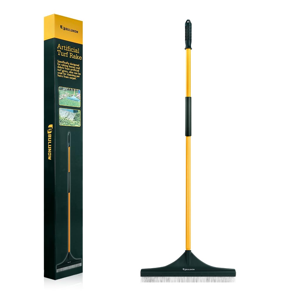 Bulunow Artificial Turf Rake, 55" Long Whole-Piece Pole No Broke Design ...