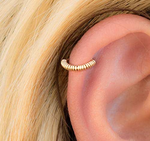 Amazon.com: Wrapped Helix Ring Gold Hoop Tribal Earring 18 Gauge ...