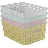 Eudokky Plastic Colored Storage Baskets, Set of 6: Amazon.co.uk ...