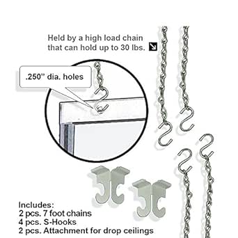 Hanging Hardware Kit for Ceiling Hanging Frames in Silver Holds 30 lbs ...