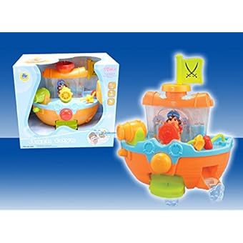 Bathtime Pirate Ship Bathtub Bath Toy for Kids with Water Cannon and ...