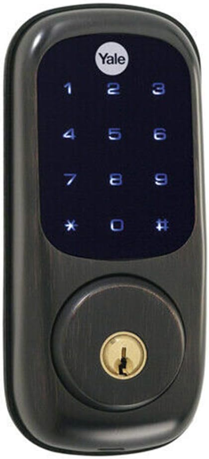 Yale Real Living Keyless Touchscreen Deadbolt with Z-Wave in Oil Rubbed ...
