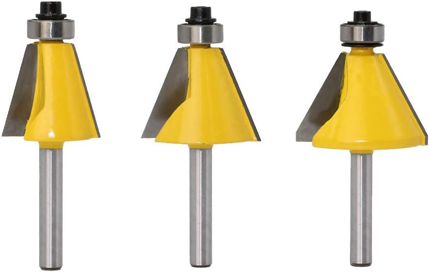Bestgle 3Pcs 1/4 Inch Shank Chamfer Edge Forming Router Bit Set 15 22.5 ...