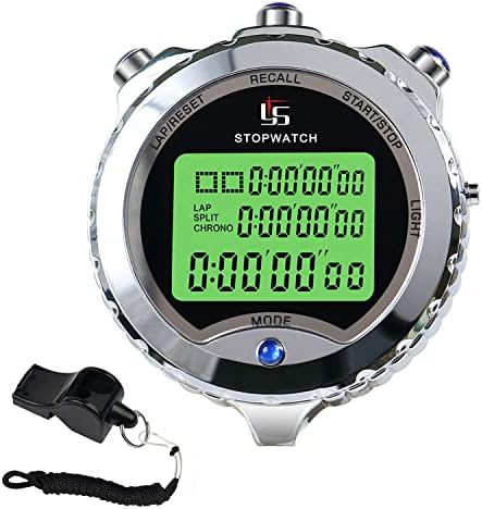 Rolilink Stopwatch with Backlight，100 Lap Metal Stop Watch for Sports, Waterproof Stopwatches ...