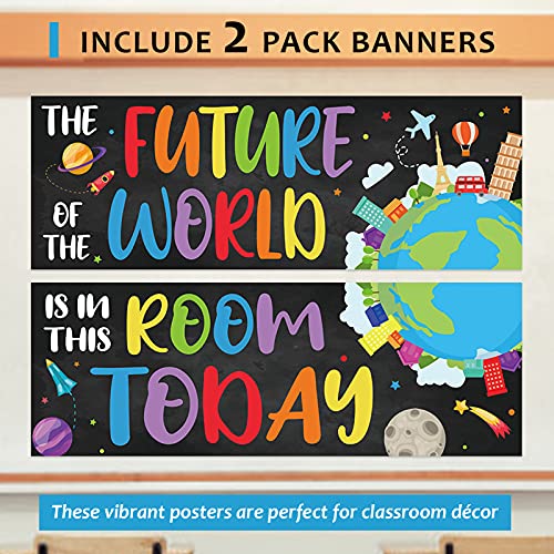 2 Pack Motivational Classroom Decorations, Banner Posters for Teachers ...
