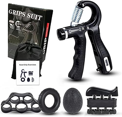 Hand Grip Strengthener 5Pcs, Forearm Exerciser Adjustable Resistance ...