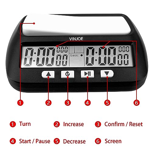 VINJOE Chess Clock Digital Chess Timer Professional for Board Games ...